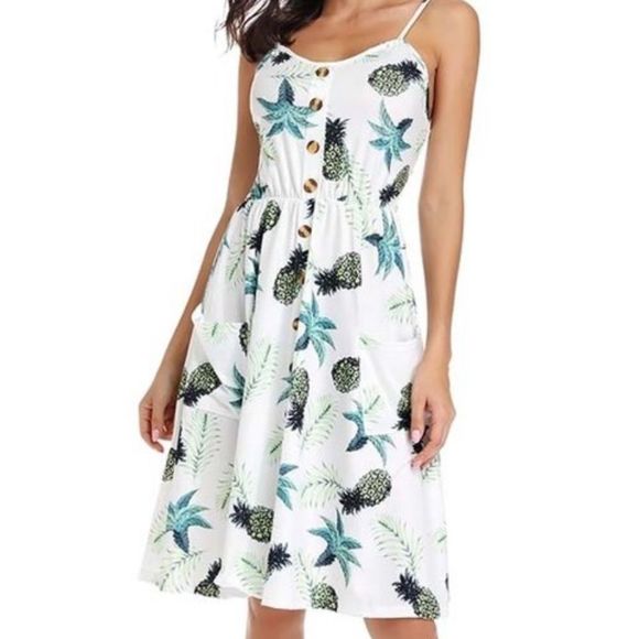 Sucrefas | Dresses | Sucrefas Tropical Pineapple Buttonaccent Aline ...